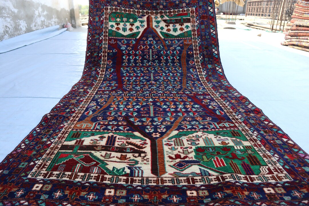 Navy Blue Vintage Baloch Rug/ 3'7x7'7 Ft/ Turkomon Traditional Rug ...