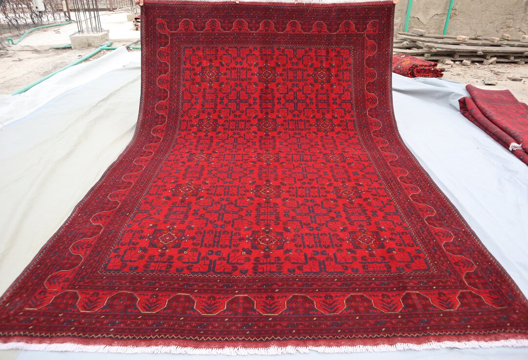 Custom Size Afghan Red Carpet I Oriental Turkoman Bokhara Rug I Afghan ...