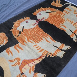 Pictorial Hunting Scene Rug 4'3x6'7 One of a Kind Afghan Handmade Wool ...
