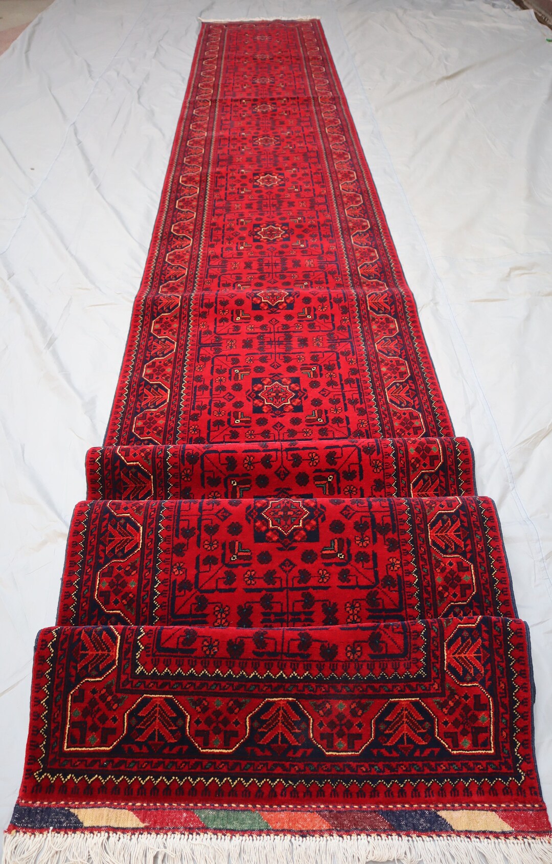 3x23 Ft Soft Pile Like Silk Runner Rug, Oriental Turkomon Hand Knotted ...
