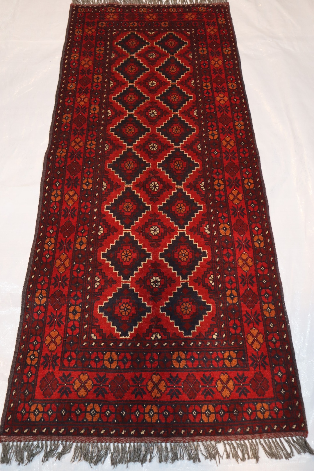 3x7 Ft Afghan Tribal Vintage Runner Rug, Oriental Turkmen Hand Knotted ...