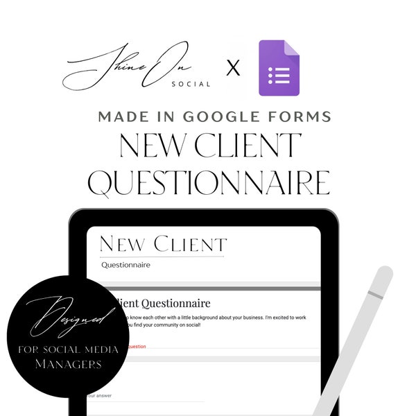 Social Media Client Questionnaire Template - Etsy
