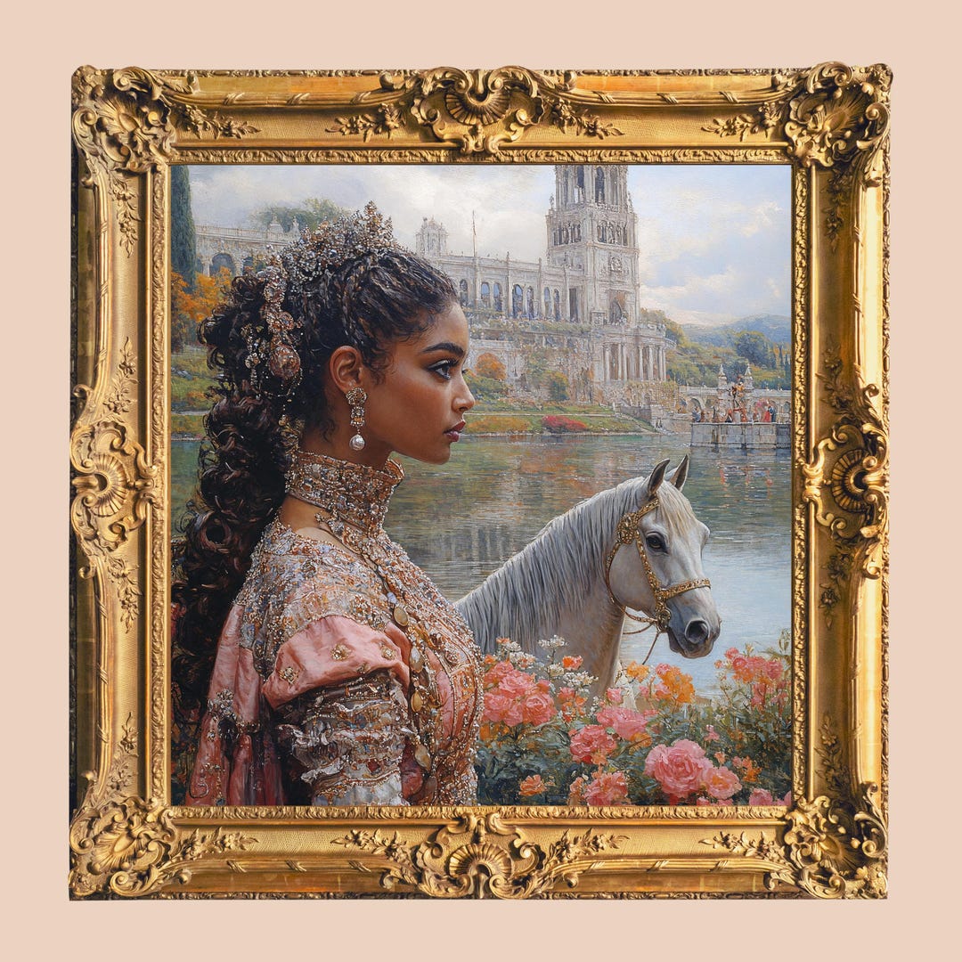 Regal Princess Digital Art Print | Woman Portrait With Horse | Elegant ...