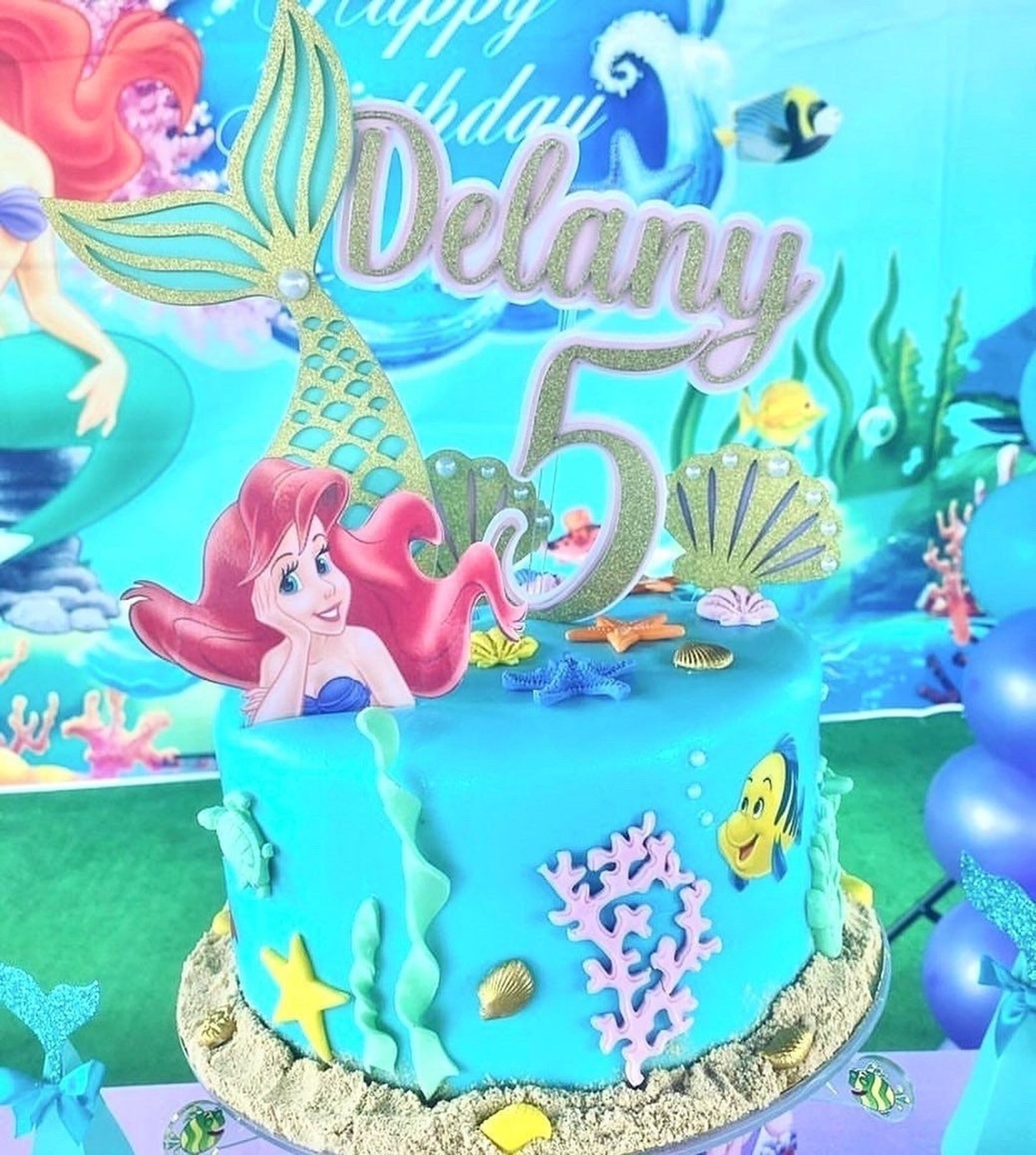 Ariel Mermaid Cake Topper Mermaid Cake Topper Under the Sea | Etsy