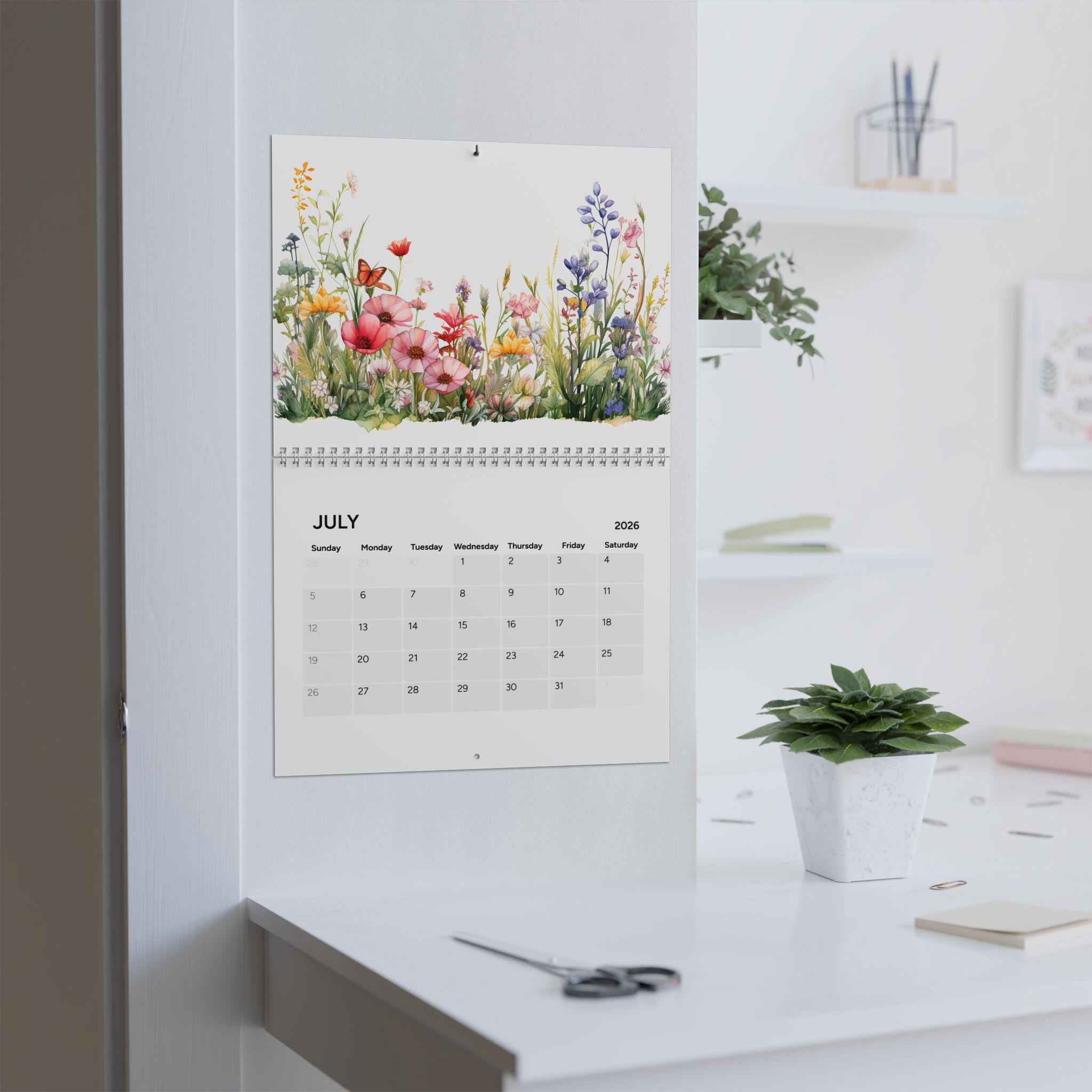 2026 Floral Watercolor Calendar: Botanical Wildflower Wall Art - Etsy