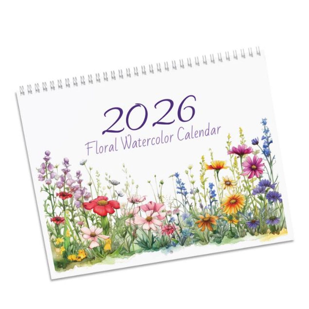2026 Floral Watercolor Calendar: Botanical Wildflower Wall Art - Etsy