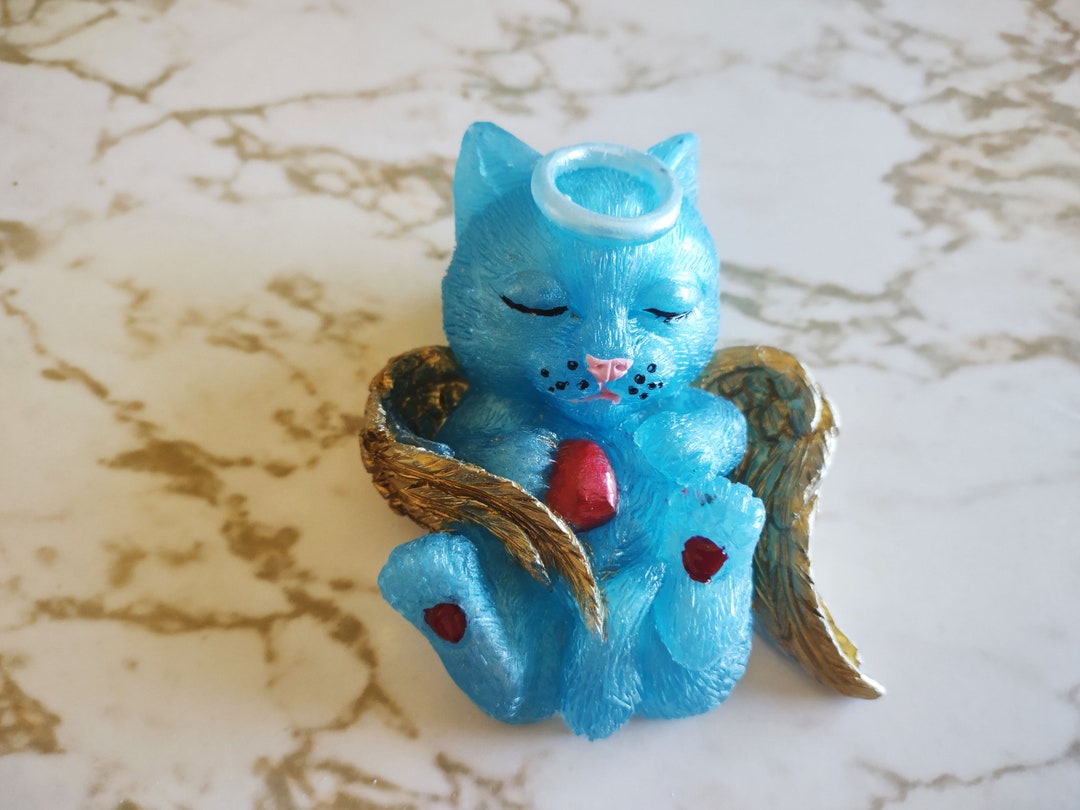 Cat Angel With Halo and Wings - 3D Cat Angel Figure - Made in Resin - Etsy
