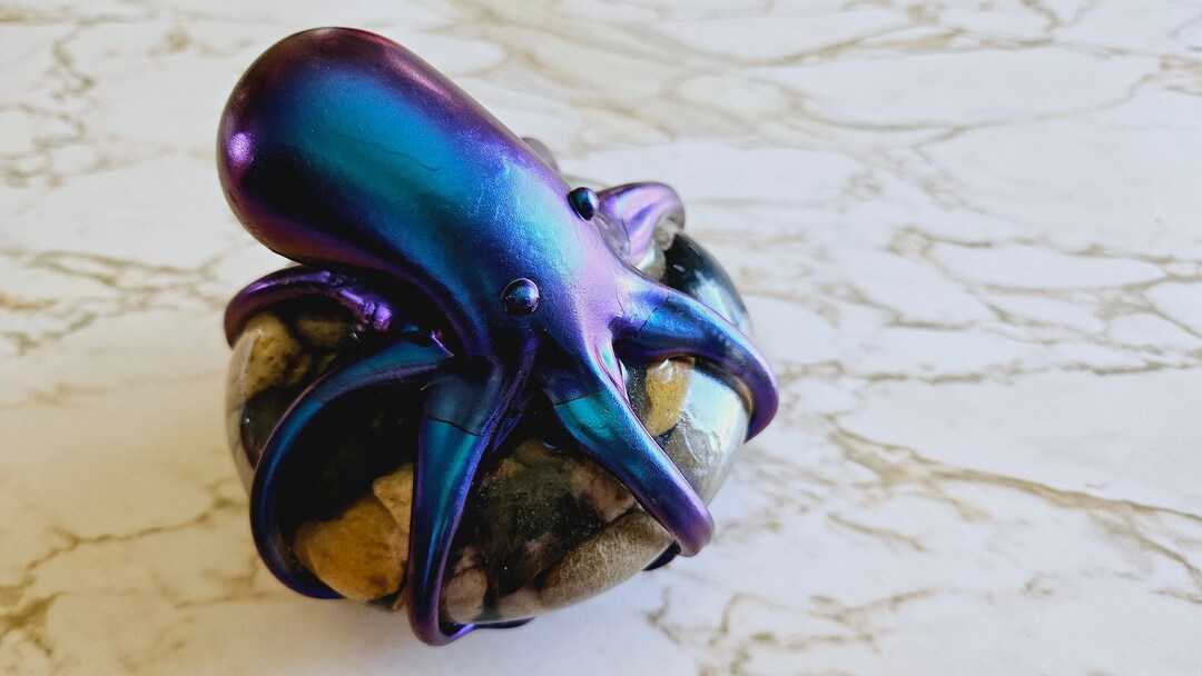 Octopus on Rock Decoration - 3D Decor - Made in Resin - Etsy