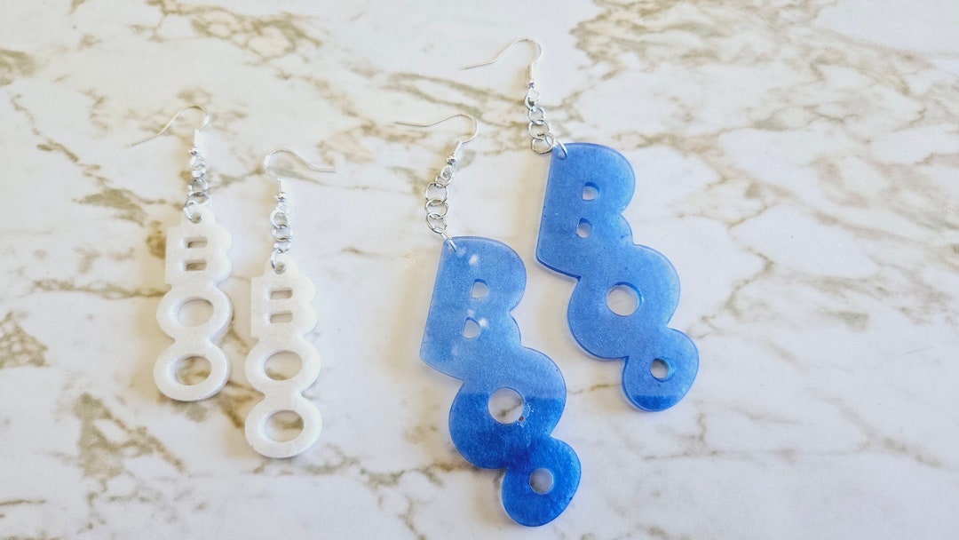 Boo Earrings - White, Blue and Silver - Halloween - Earrings - Etsy