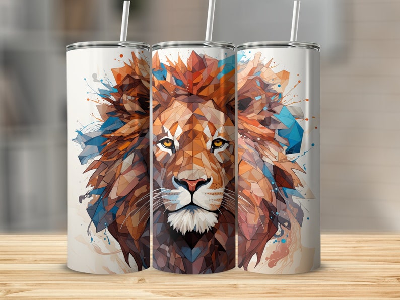 Lion Tumbler Wrap, Geometric Animal Design (PNG Digital Download) - Etsy