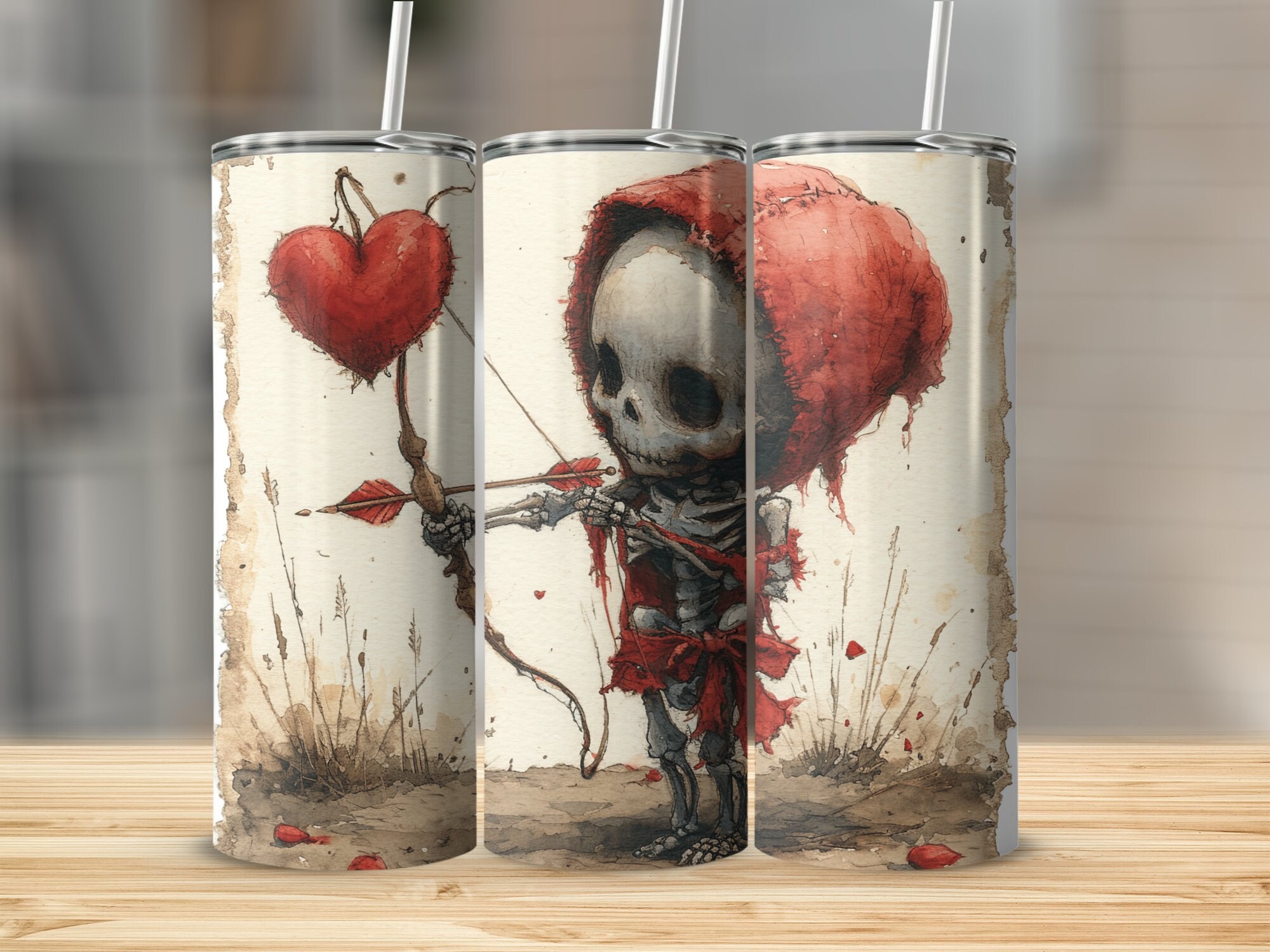 Gothic Valentine's Cupid Tumbler Wrap 20 Oz Ounce Skinny Tumbler Wrap ...