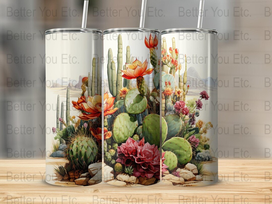 Exotic Cactus Plants Desert Flowers 20 Oz Ounce Skinny Tumbler Wrap ...