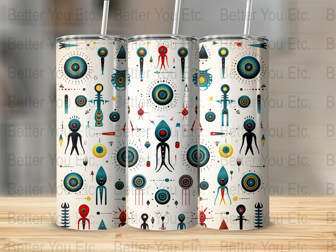 Alien Space Gifts Geometric Shapes Abstract 20 Oz Ounce Skinny Tumbler ...
