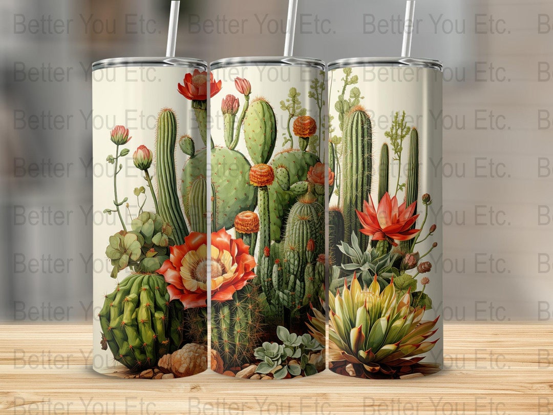 Exotic Cactus Plants Desert Flowers 20 Oz Ounce Skinny Tumbler Wrap ...