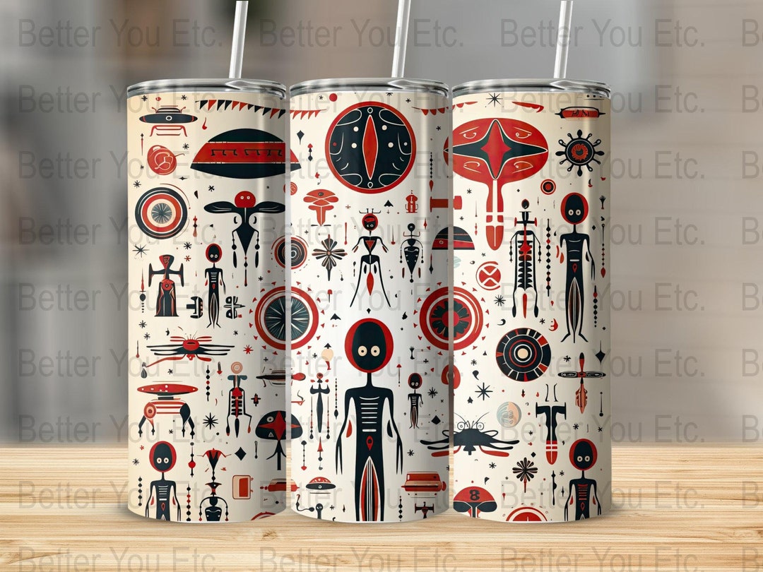 Alien Space Gifts Geometric Shapes Abstract 20 Oz Ounce Skinny Tumbler ...