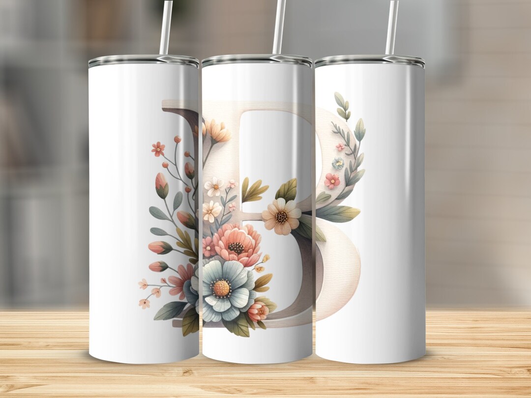 Initial B With Flowers Floral 20 Oz Ounce Skinny Tumbler Wrap ...