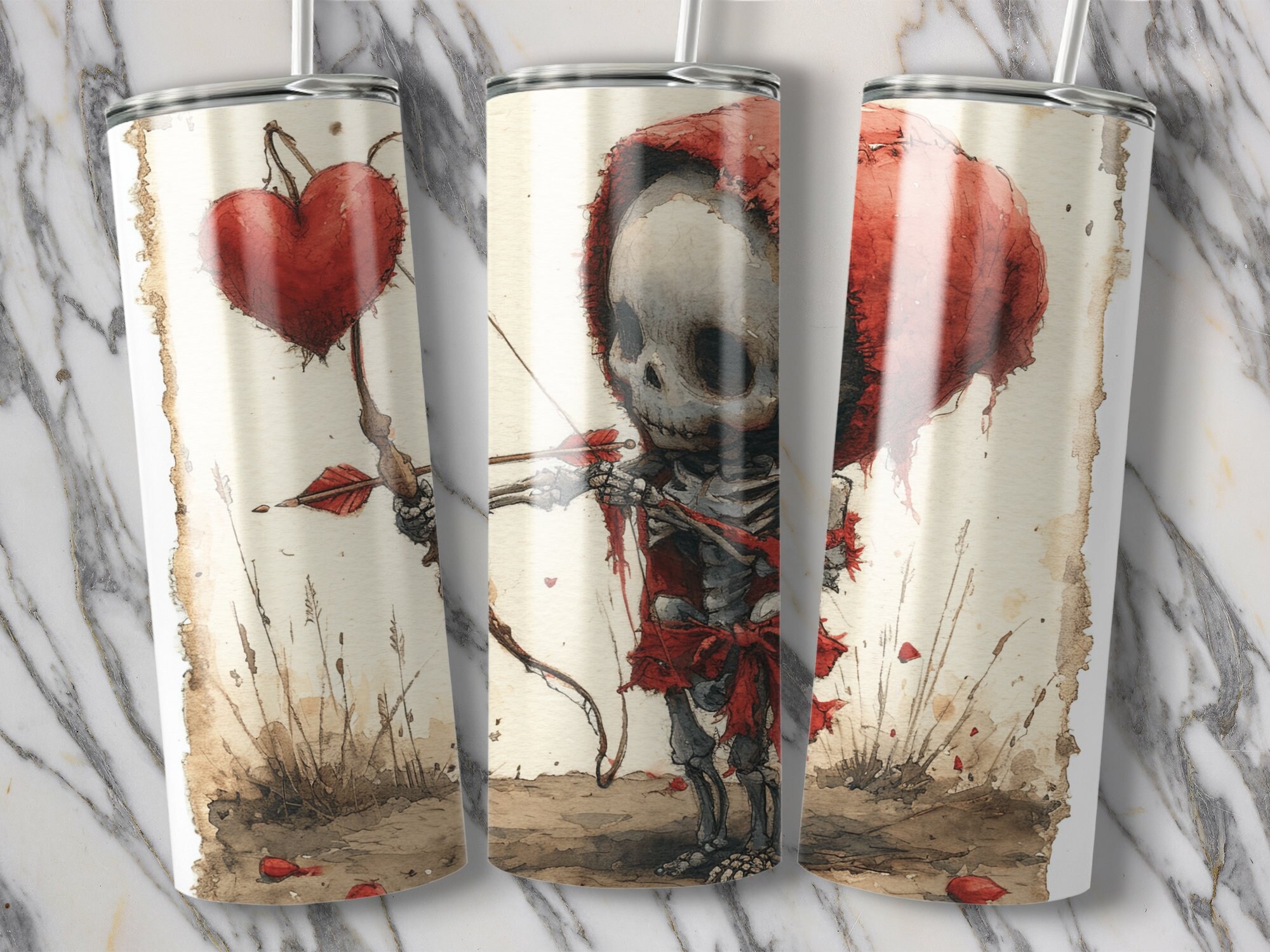 Gothic Valentine's Cupid Tumbler Wrap 20 Oz Ounce Skinny Tumbler Wrap ...