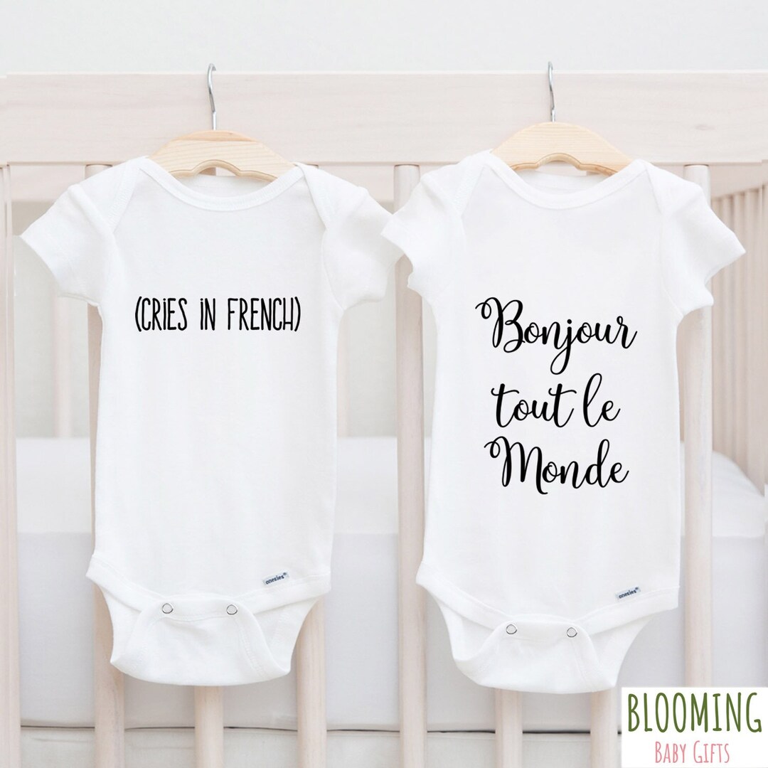 French Baby Bodysuit Set, French Baby Gifts, Bonjour Tout Le Monde ...