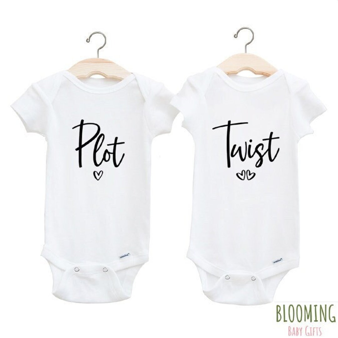Plot Twist Baby Onesie® Gift Set, Funny Twin Bodysuit Set, Twin Baby ...