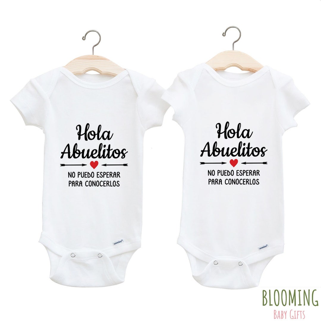 Spanish Pregnancy Announcement Baby Bodysuit Set, Hola Abuelitos ...