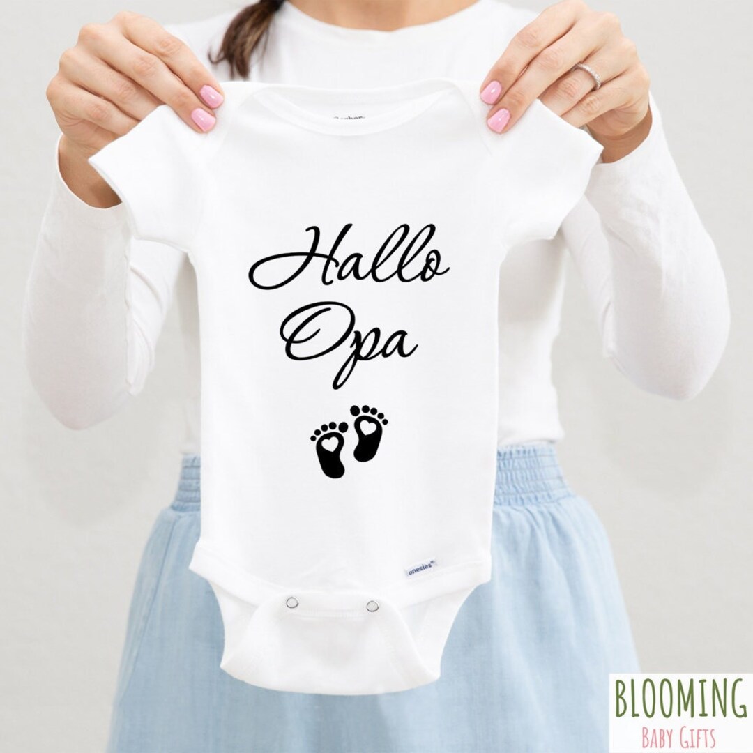 Dutch Pregnancy Announcement to Grandpa Baby Bodysuit, Hallo Opa [means ...