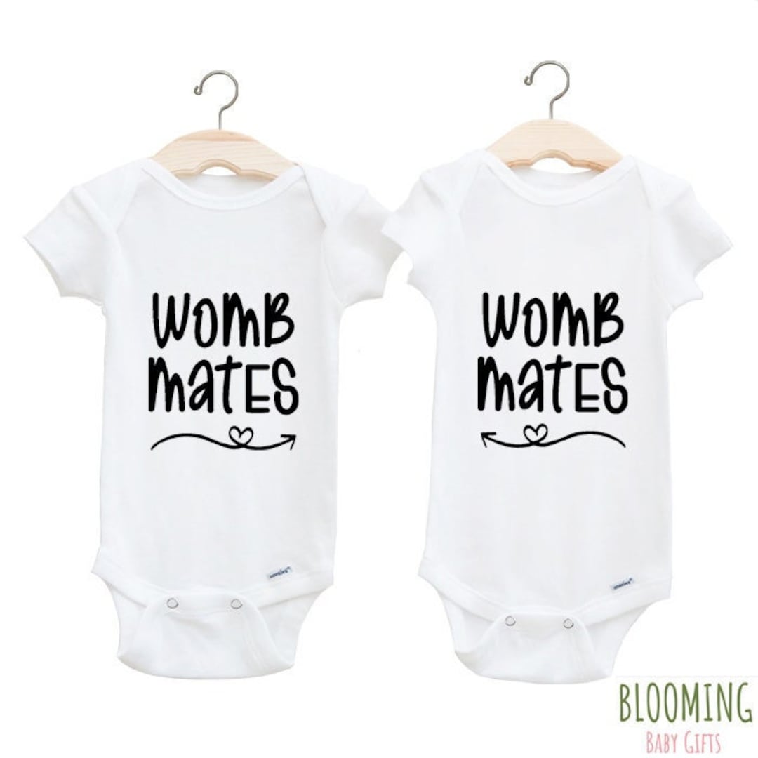 Womb Mates Baby Bodysuit Gift Set, Funny Twin Bodysuit Set, Humorous ...