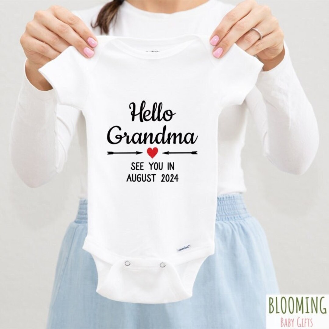 Hello Grandma Baby Bodysuit, Pregnancy Announcement to Grandma, Due ...