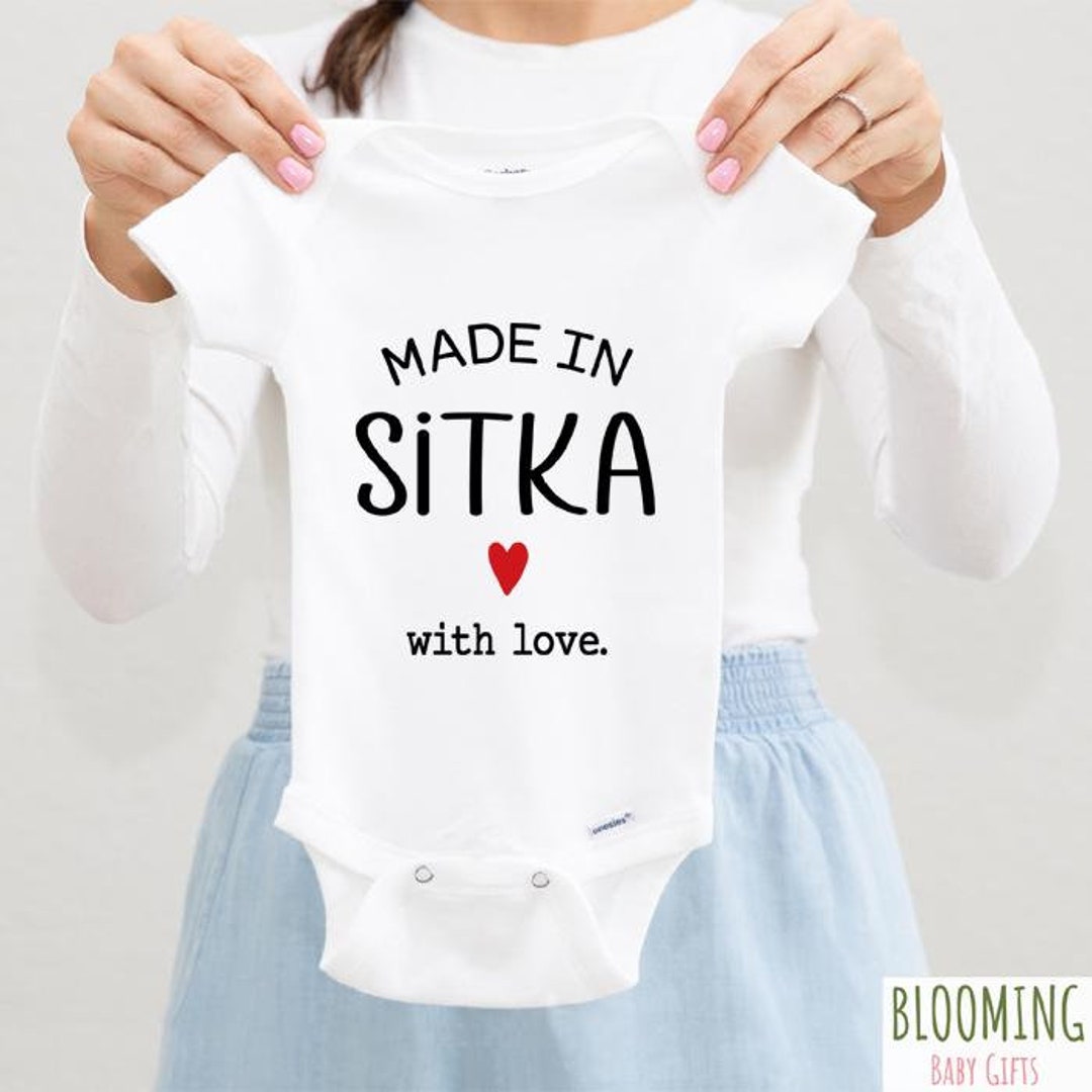 Made in Sitka Baby Bodysuit, Pregnancy Announcement, Alaska Bodysuits ...