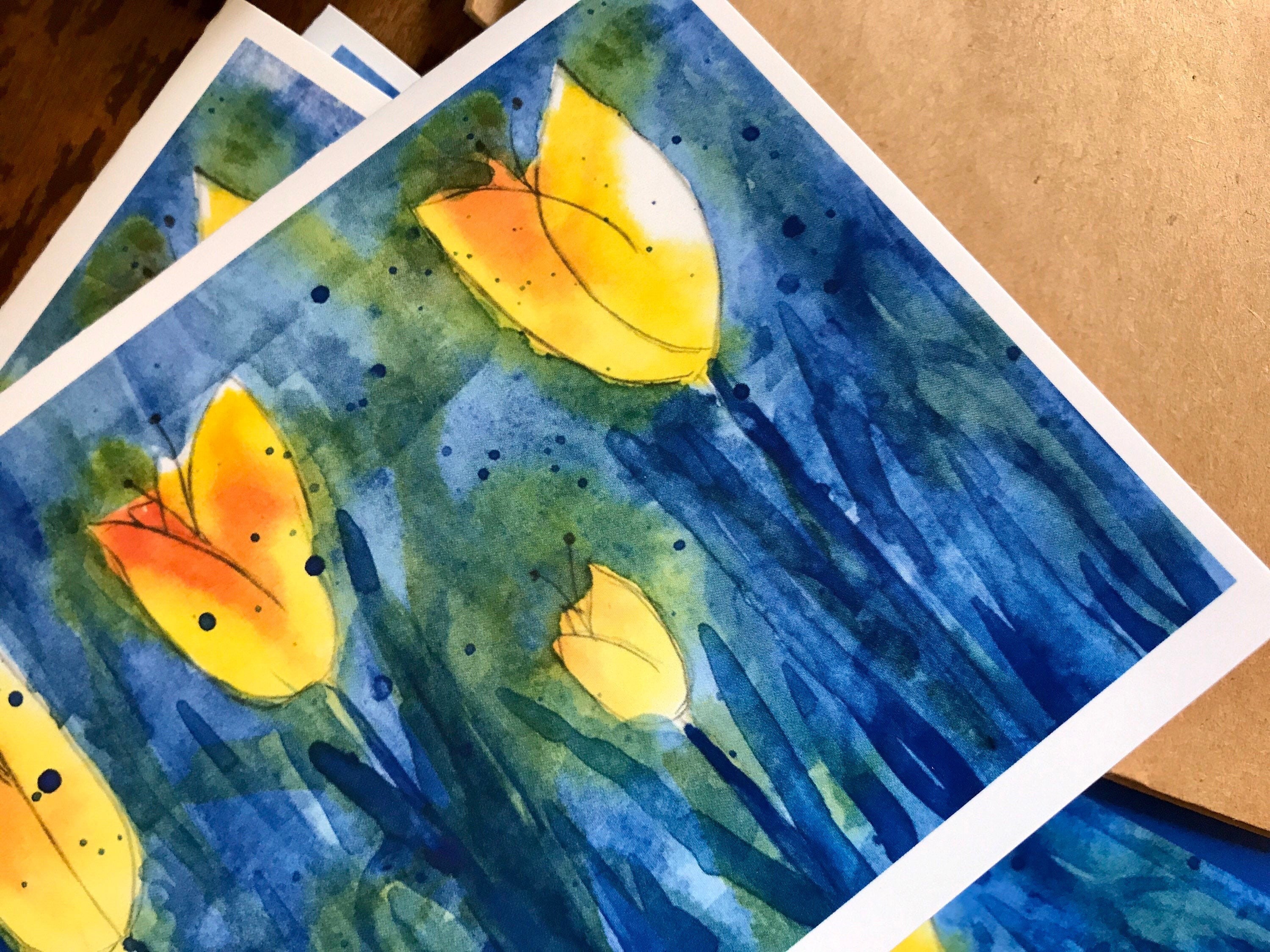 My Dutch Blue Watercolor Printed Blank Note Cards and Postcard Set, One ...
