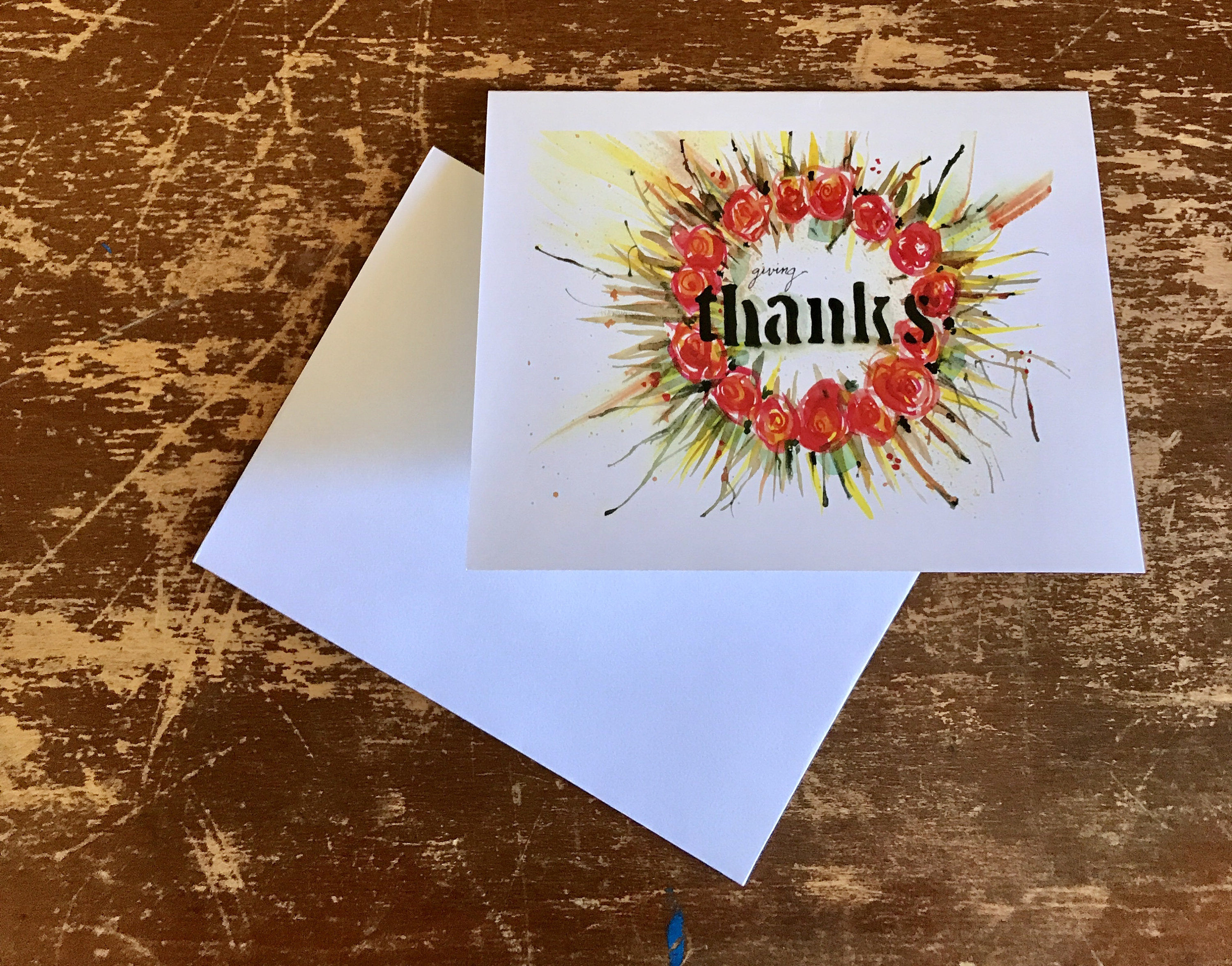 Watercolor 'giving Thanks' Note Card & Post Card Set - Etsy UK
