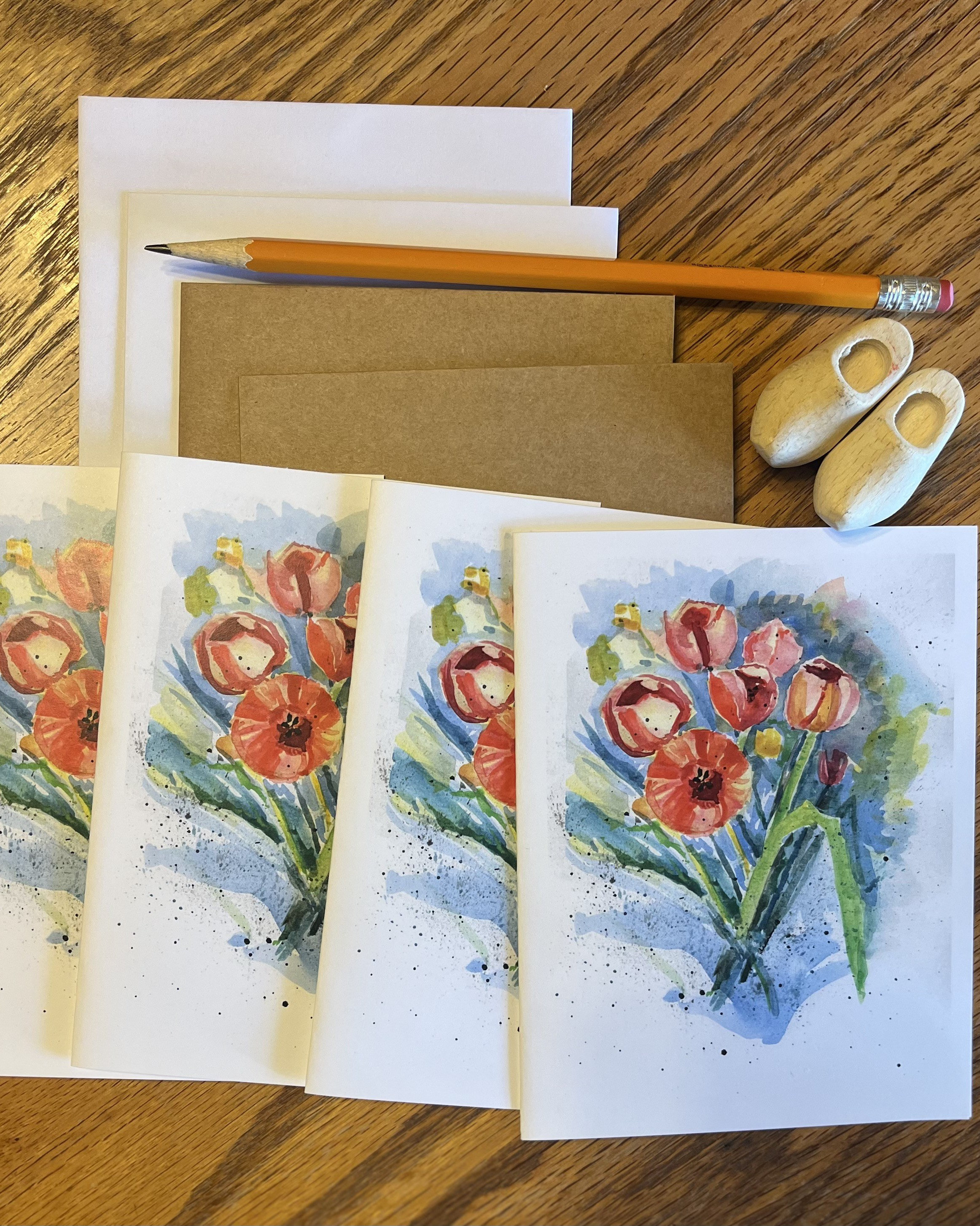 Notecards of Original “tulip Blessings” Watercolor. Postcard Set - Etsy