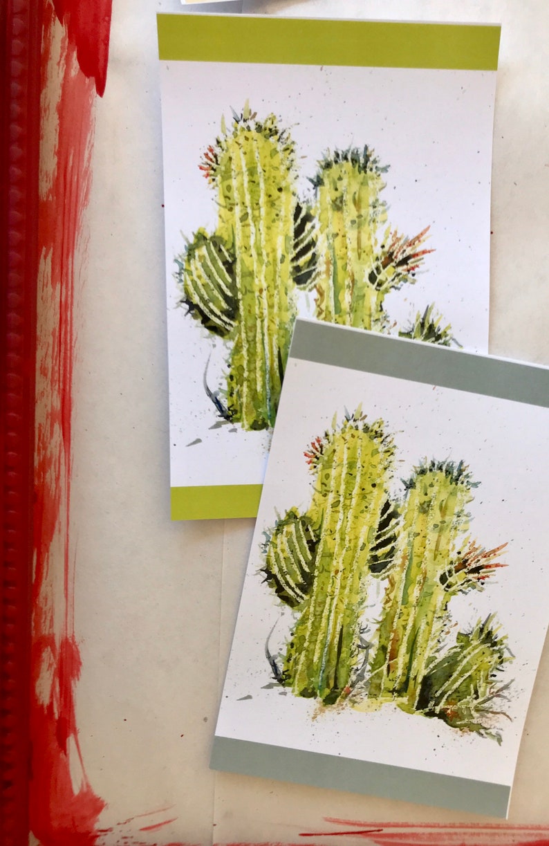 The Cactus Family Watercolor Printed Blank Note Card & Post Card Set - Etsy