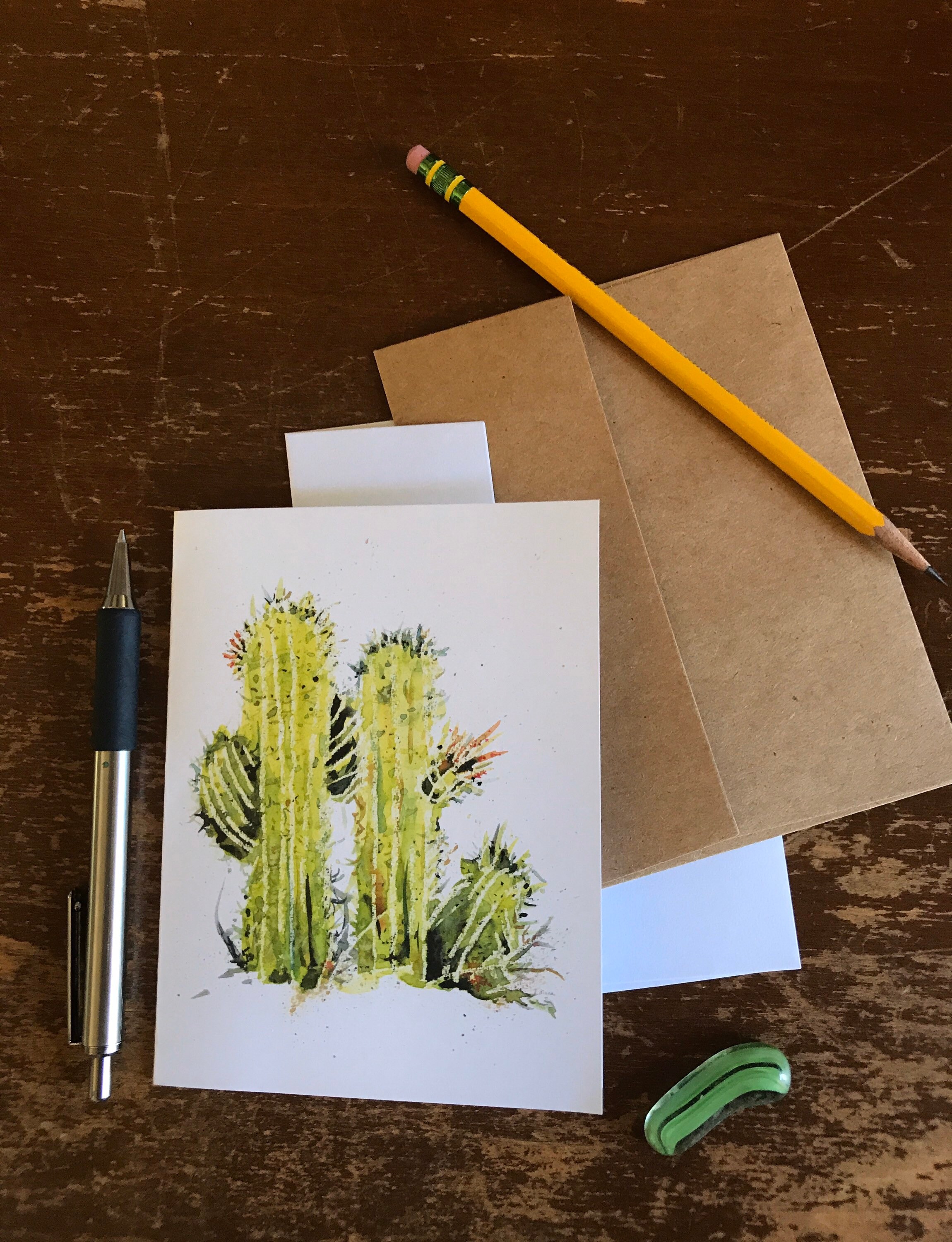 The Cactus Family Watercolor Printed Blank Note Card & Post Card Set - Etsy