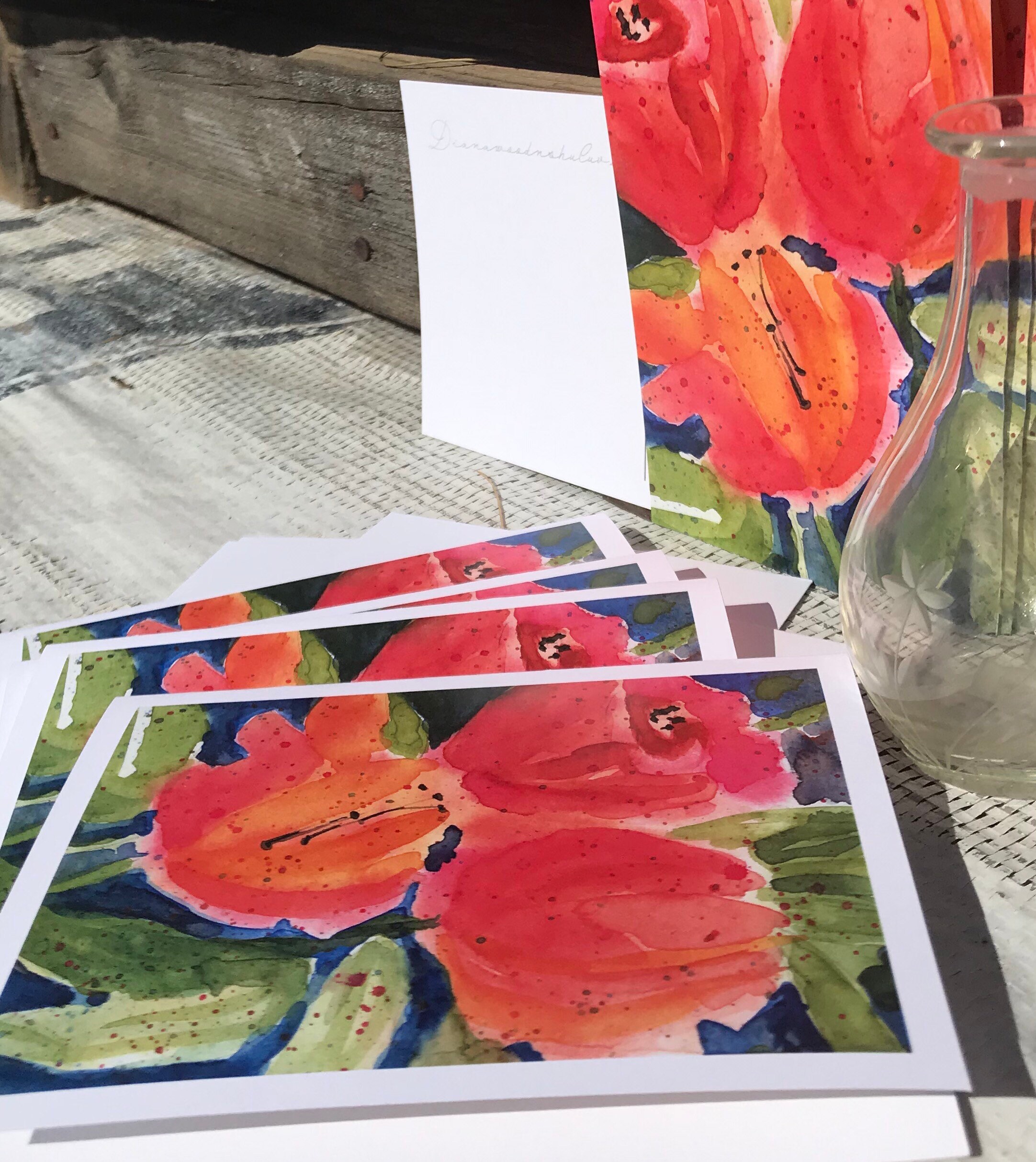 Watercolor Tulip just We Three Notecard and Postcard Set. - Etsy UK