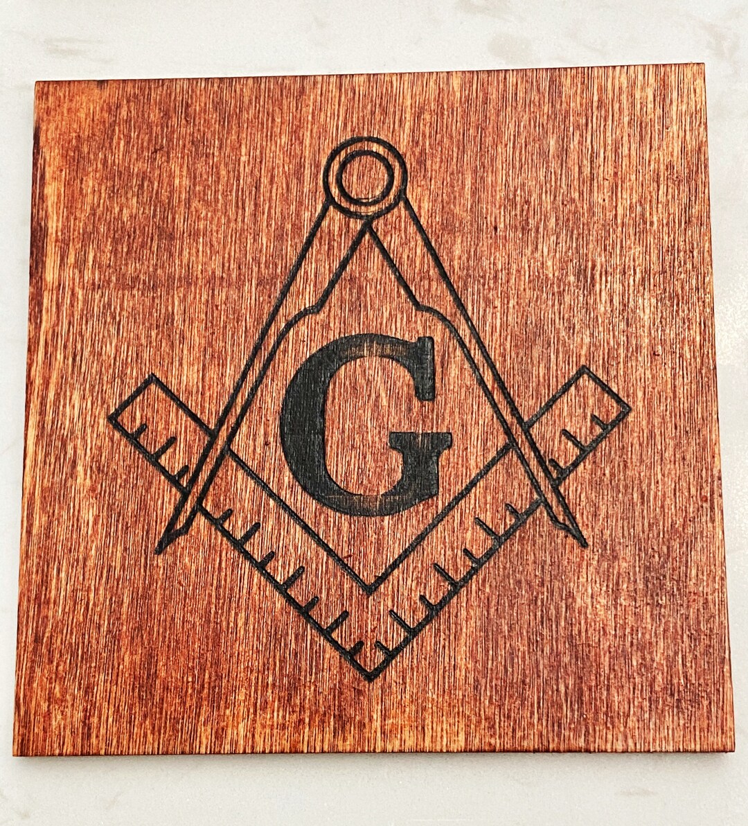 Unique Handmade Coaster Set, Masonic Square & Compass W/ G, Thin Square ...