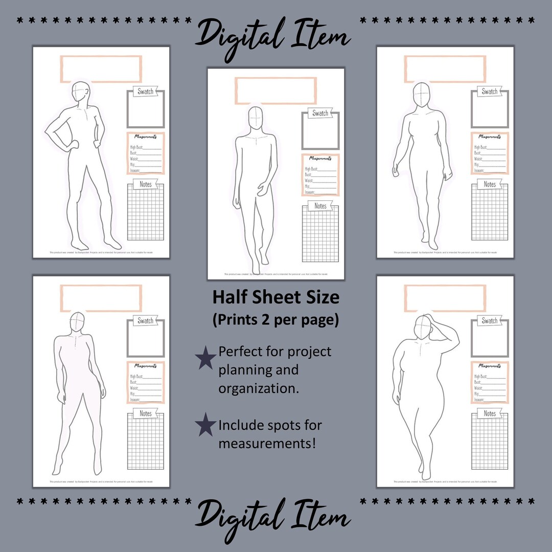 Fashion Sketch Pad Garment Design DIY Notepad Printable - Etsy