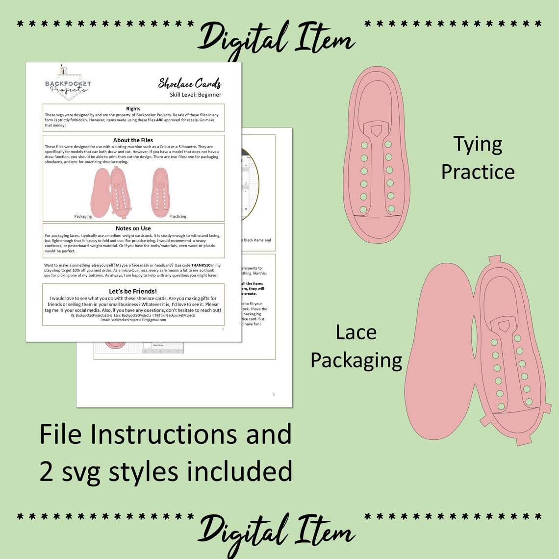 Shoelace Card Templates for Packaging and Practice - Etsy