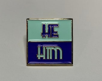 She/her Square Retro Pronoun Enamel Pin | Etsy