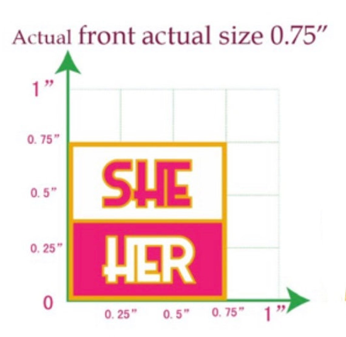 She/her Square Retro Pronoun Enamel Pin - Etsy