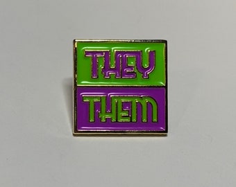 She/her Square Retro Pronoun Enamel Pin | Etsy