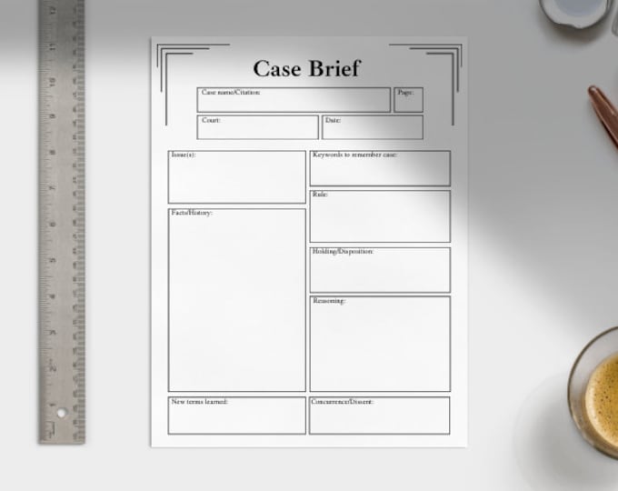 Law School Case Brief and Lecture Notes Template Set 1L Printable Legal ...