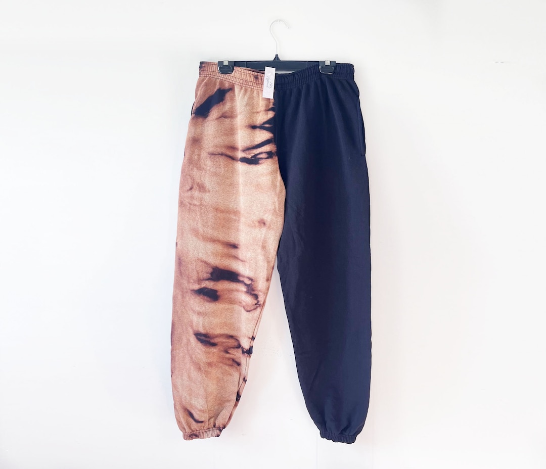 Bleach Tie Dye Sweatpants, Split Dye, Half N Half, Bleached Black, Acid ...
