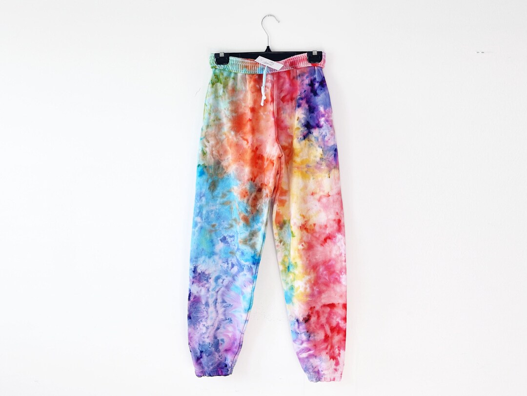 Rainbow Ice Tie Dye Sweatpants, Colourful Joggers, Pockets and ...