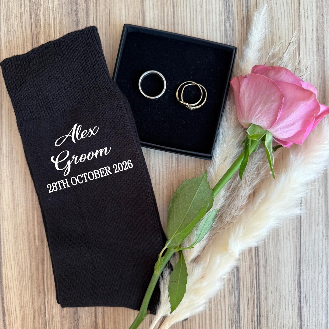 Personalised Wedding Socks, Groom, Groomsman Gift, Best Man, Navy ...