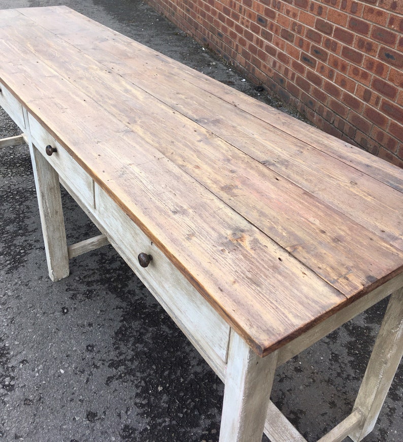 Farmhouse Dairy Long Table With Drawers - Etsy