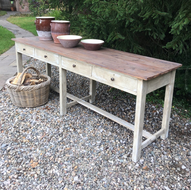 Farmhouse Dairy Long Table With Drawers - Etsy