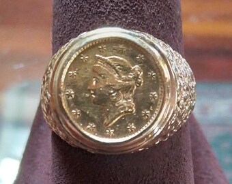 Gold Coin Ring - Etsy
