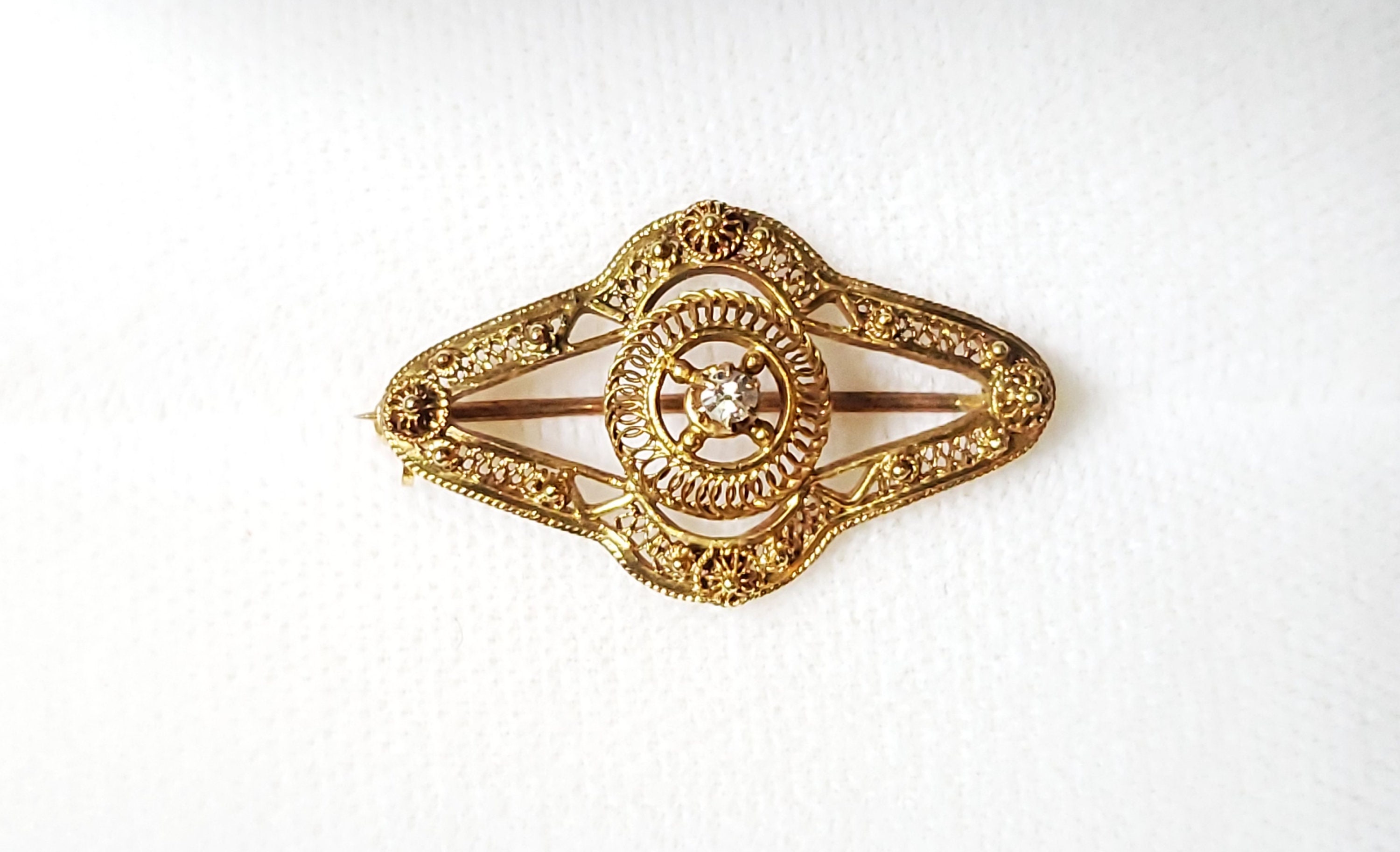 Filigree 14 Kt Gold Pin - Etsy