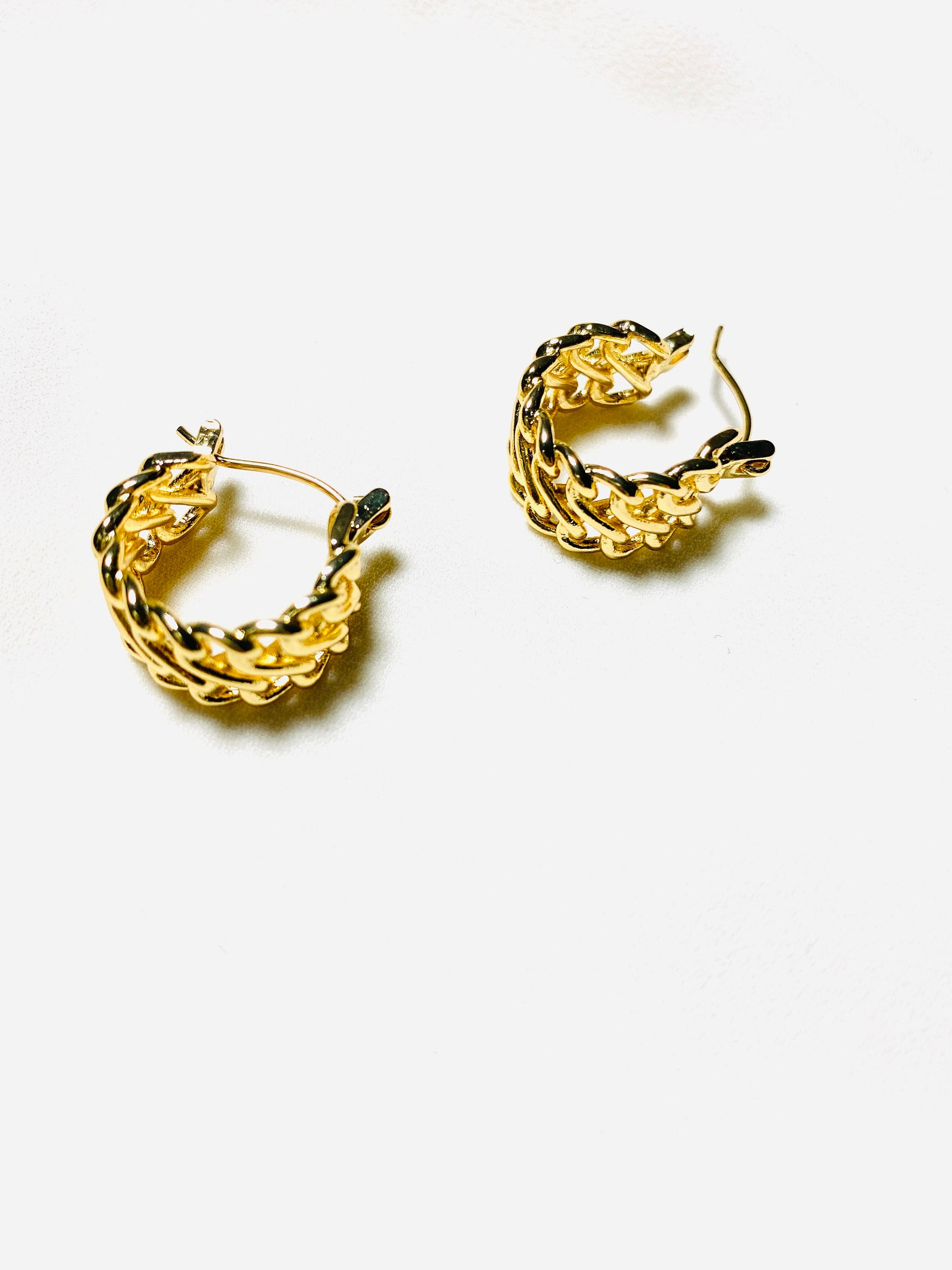 Gold Chunky Twisted Gold Hoop Earrings 14k Gold Plated Hoop Etsy