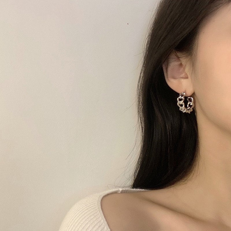 Twisted Hoop Earrings Medium Chain Hoop Earrings 22mm Hoop - Etsy UK